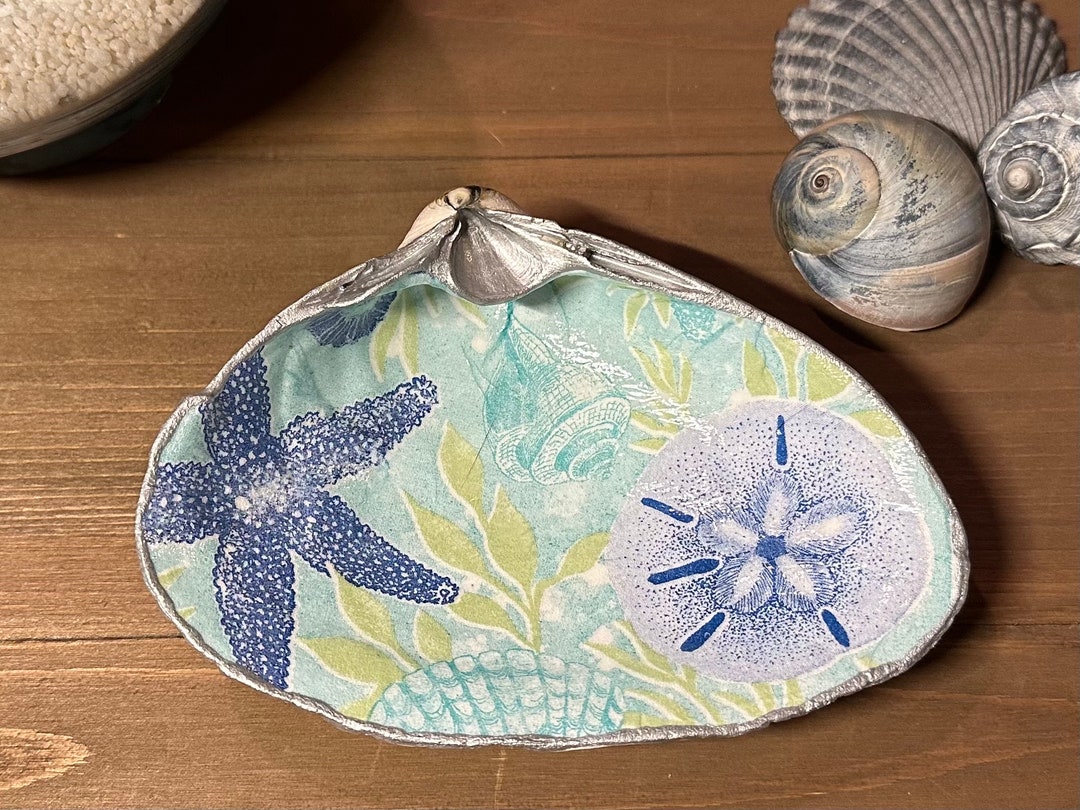 Coastal Decoupage Clam Shell - Etsy