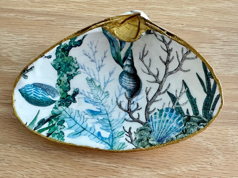 Coastal Decoupage Clam Shell - Etsy