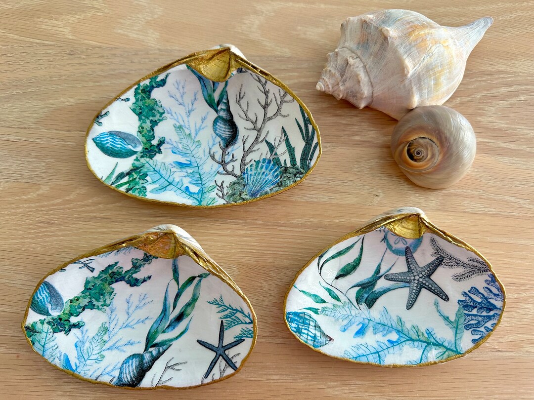 Coastal Decoupage Clam Shell - Etsy