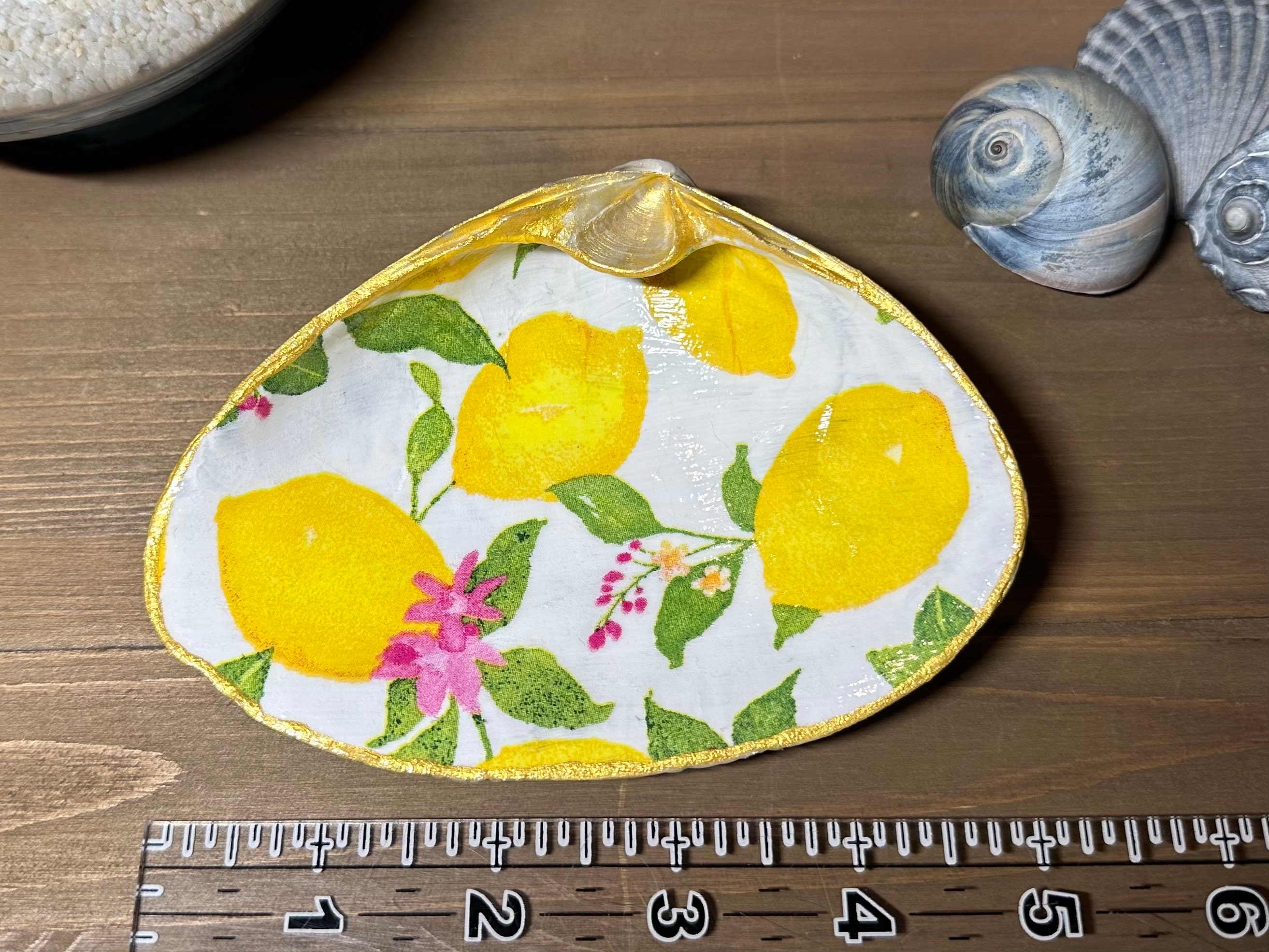 Sunny Yellow Lemons Decoupage Clam or Oyster Shell - Etsy