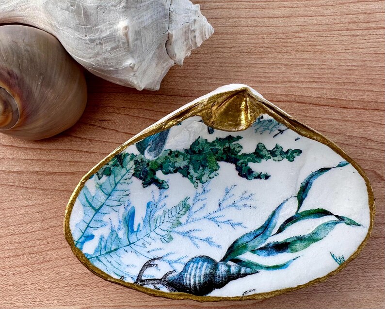Coastal Decoupage Clam Shell - Etsy