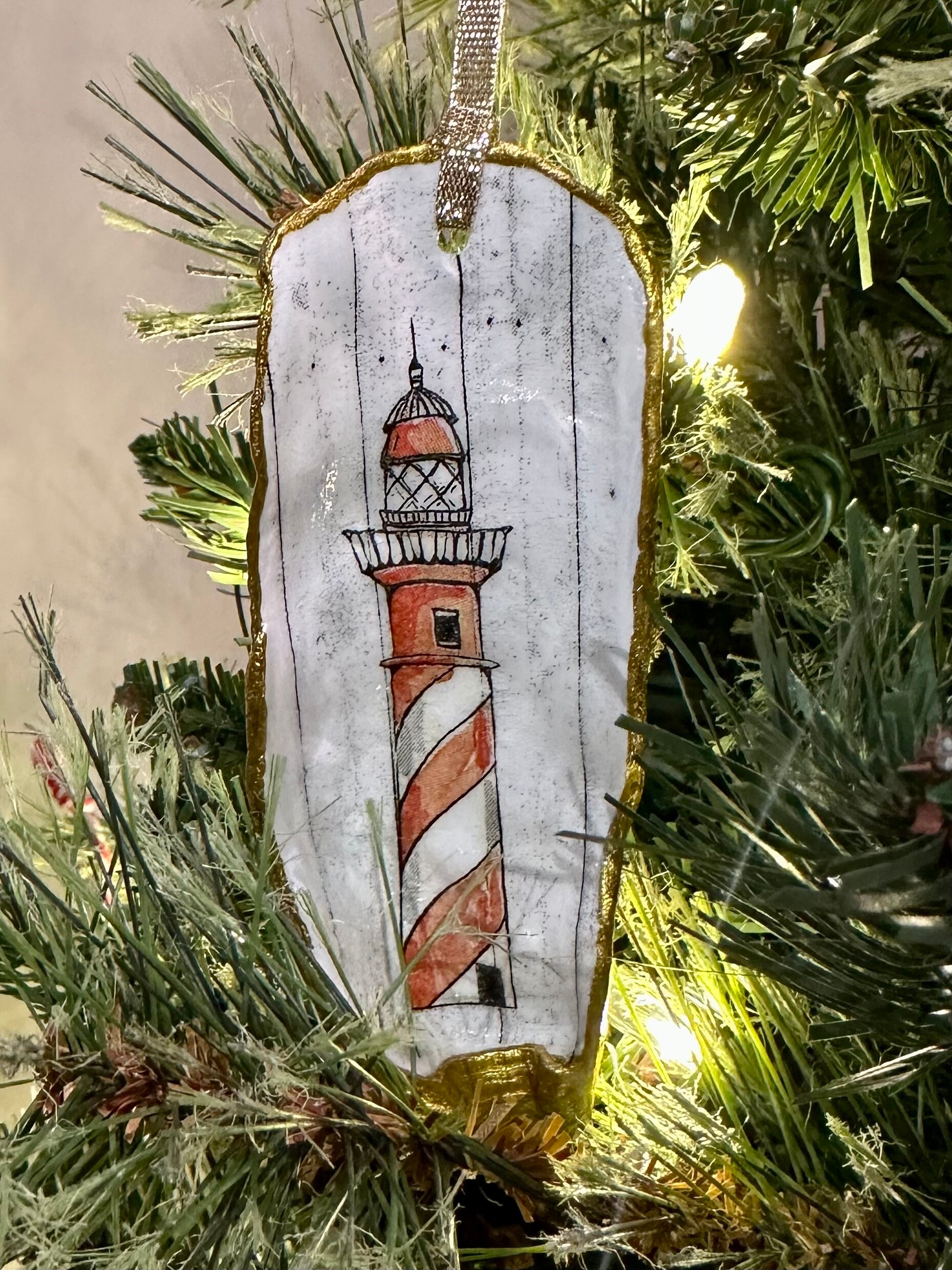 Colorful Lighthouse Decoupage Oyster Shell Ornaments - Etsy
