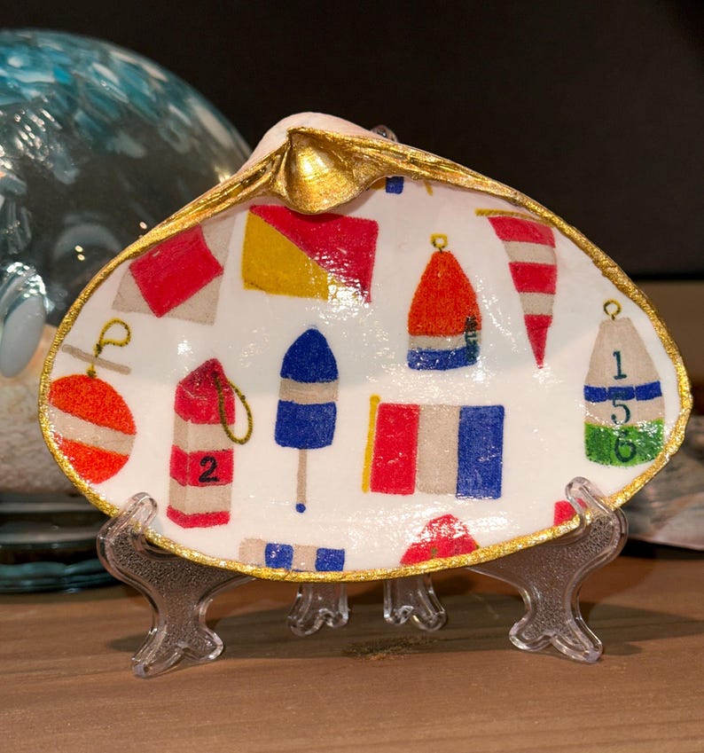 Colorful Fishing Buoys Decoupage Clam Shell - Etsy