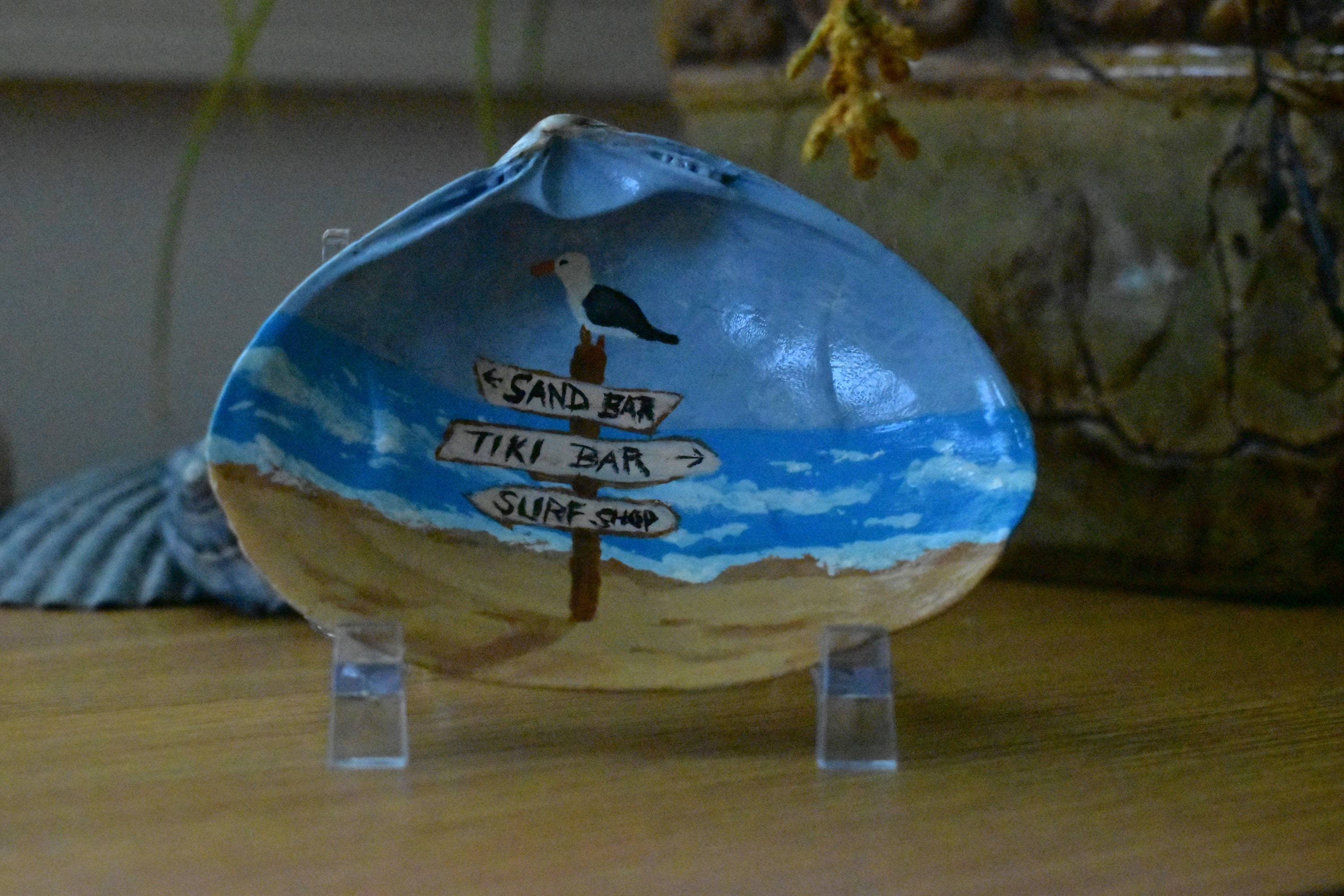 Hand Painted Beach Sign With Seagull on Clam Shell - Etsy