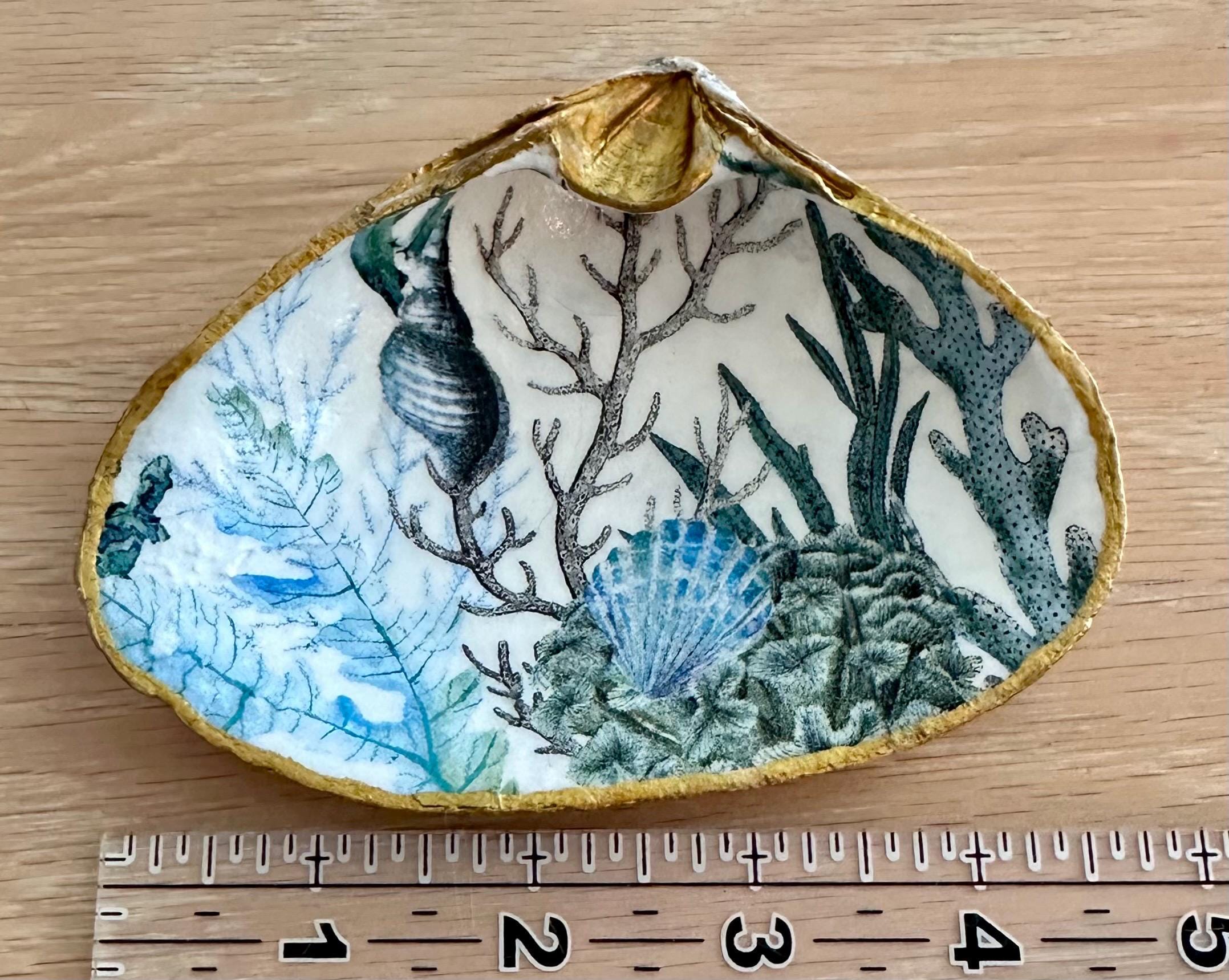 Coastal Decoupage Clam Shell - Etsy