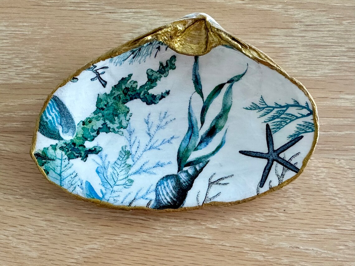 Coastal Decoupage Clam Shell - Etsy