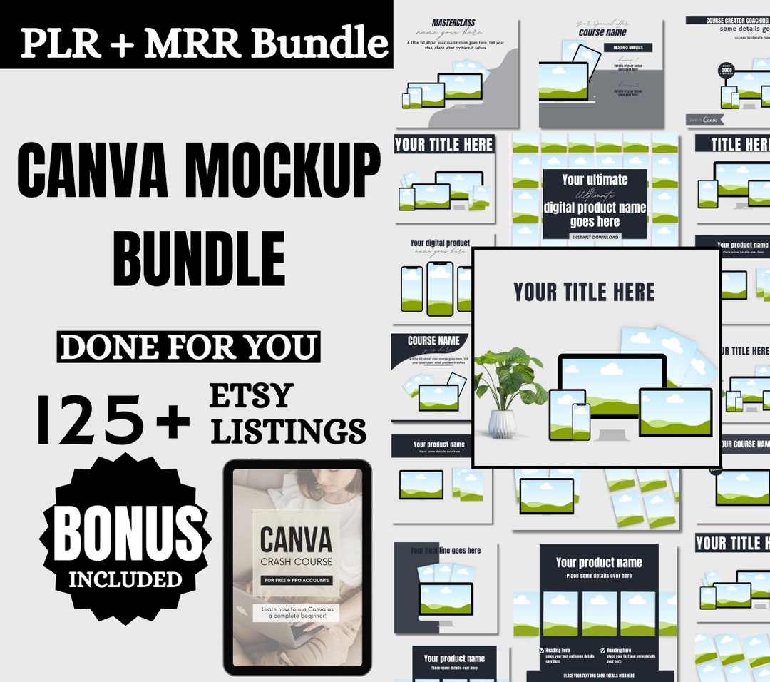 125 MRR Mockup Canva Template Bundle Mock up Digital Product Sales ...