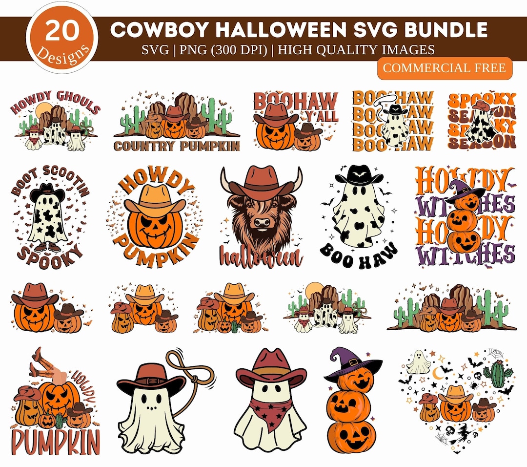 Western Halloween SVG PNG Bundle, Cowboy Ghost Png, Halloween Pumpkin ...