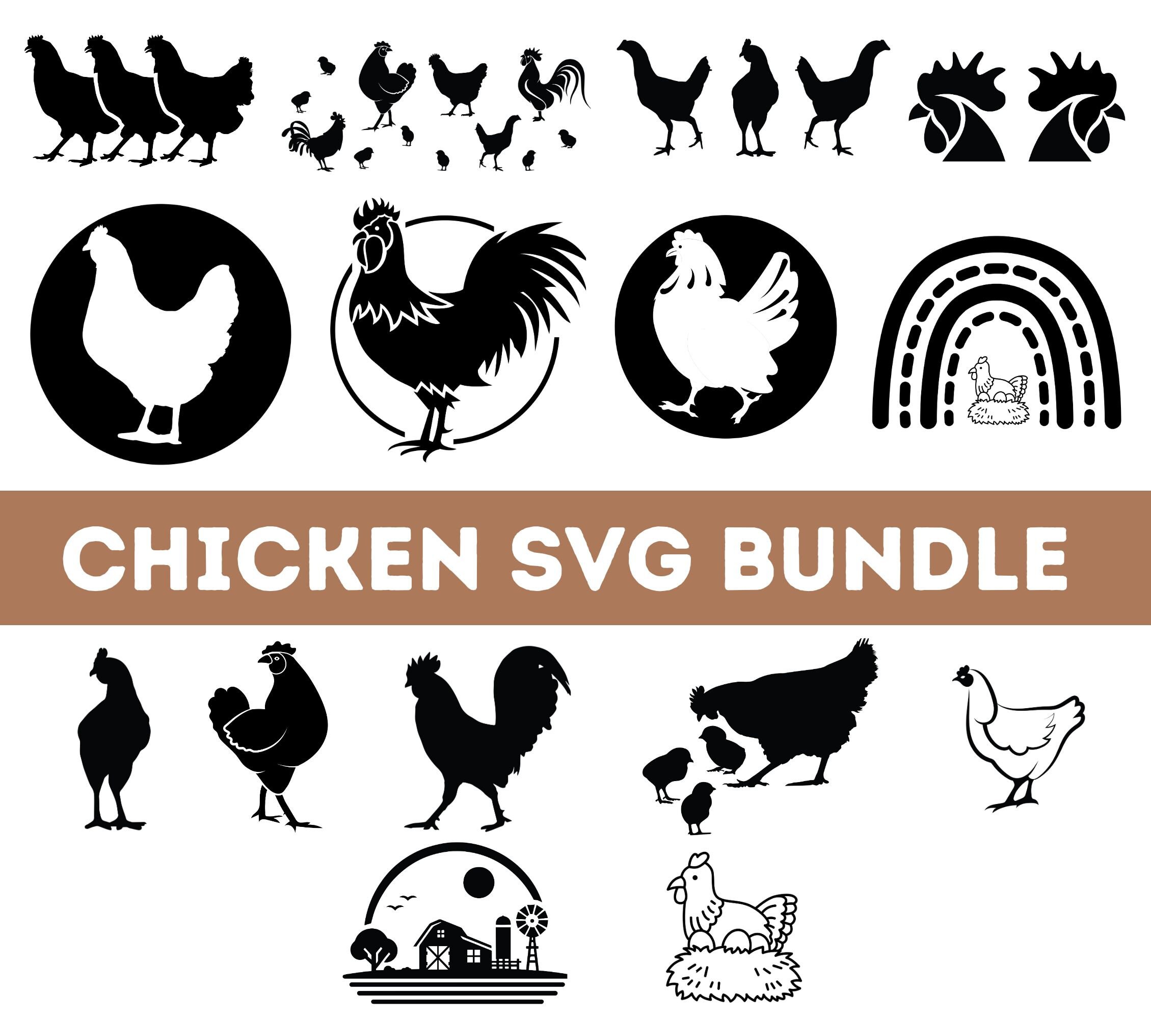 Chicken SVG PNG Bundle Hand Drawn Chicken Svg Rooster Svg Funny Chicken ...