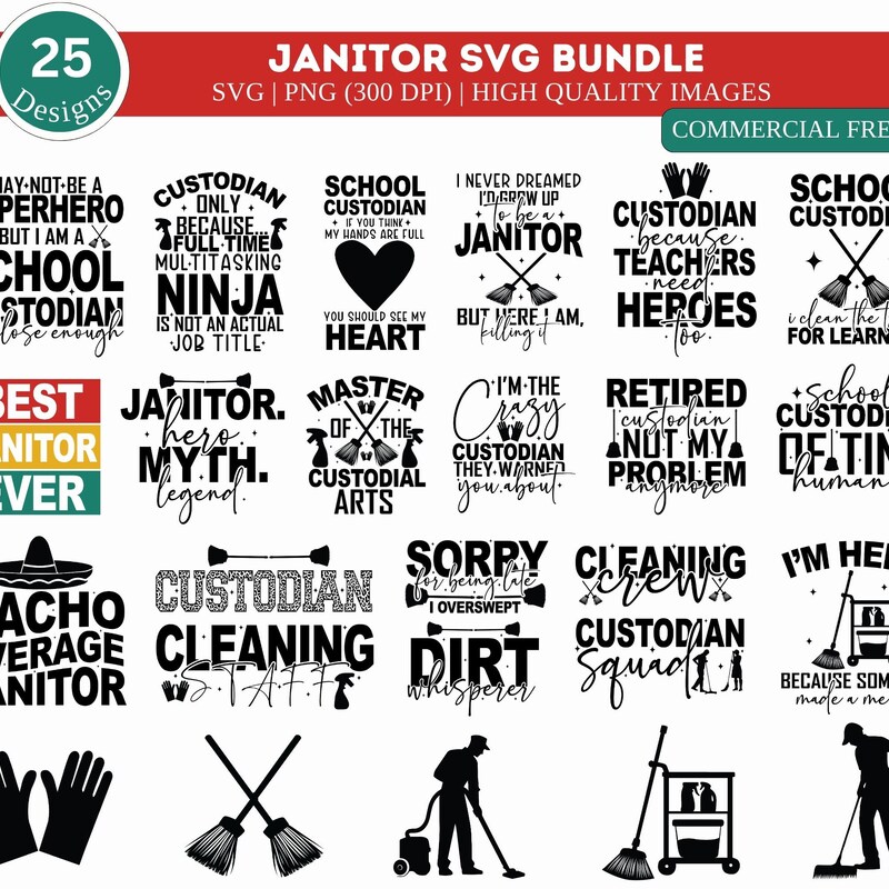 Custodian Clip Art - Etsy