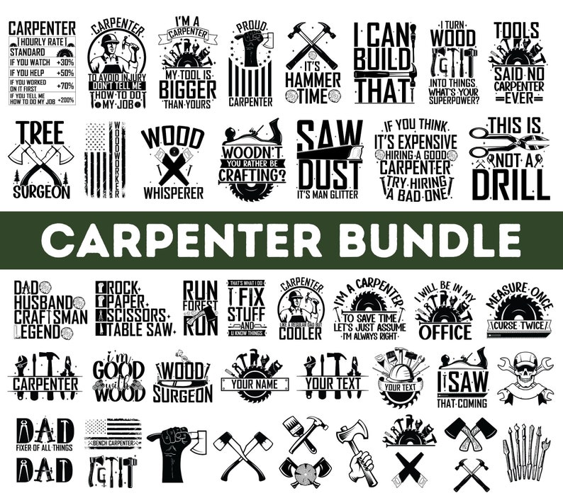 Carpenter SVG PNG Bundle| Carpentry Svg Bundle| Tool Svg| Mechanic Svg ...