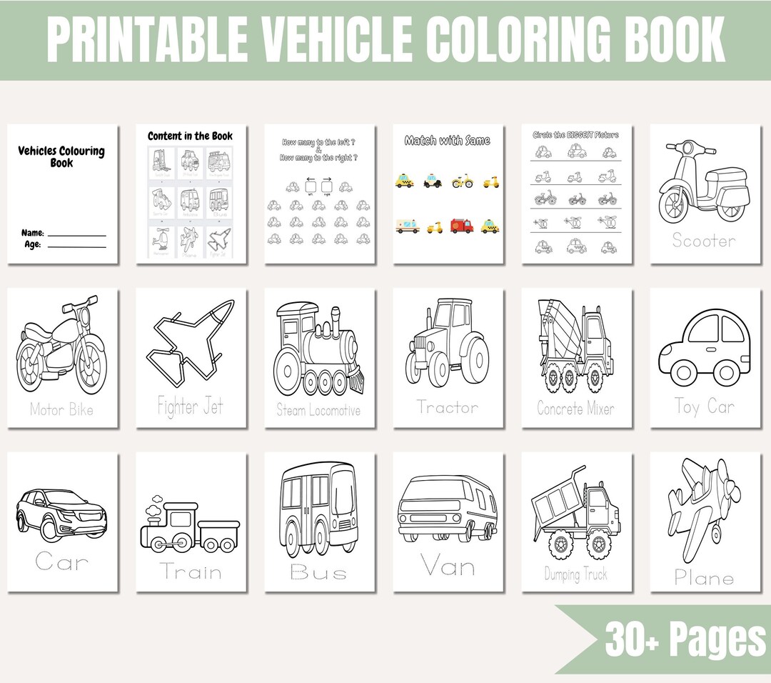 Printable Vehicles Coloring Pages for Kids, Transportation Coloring ...
