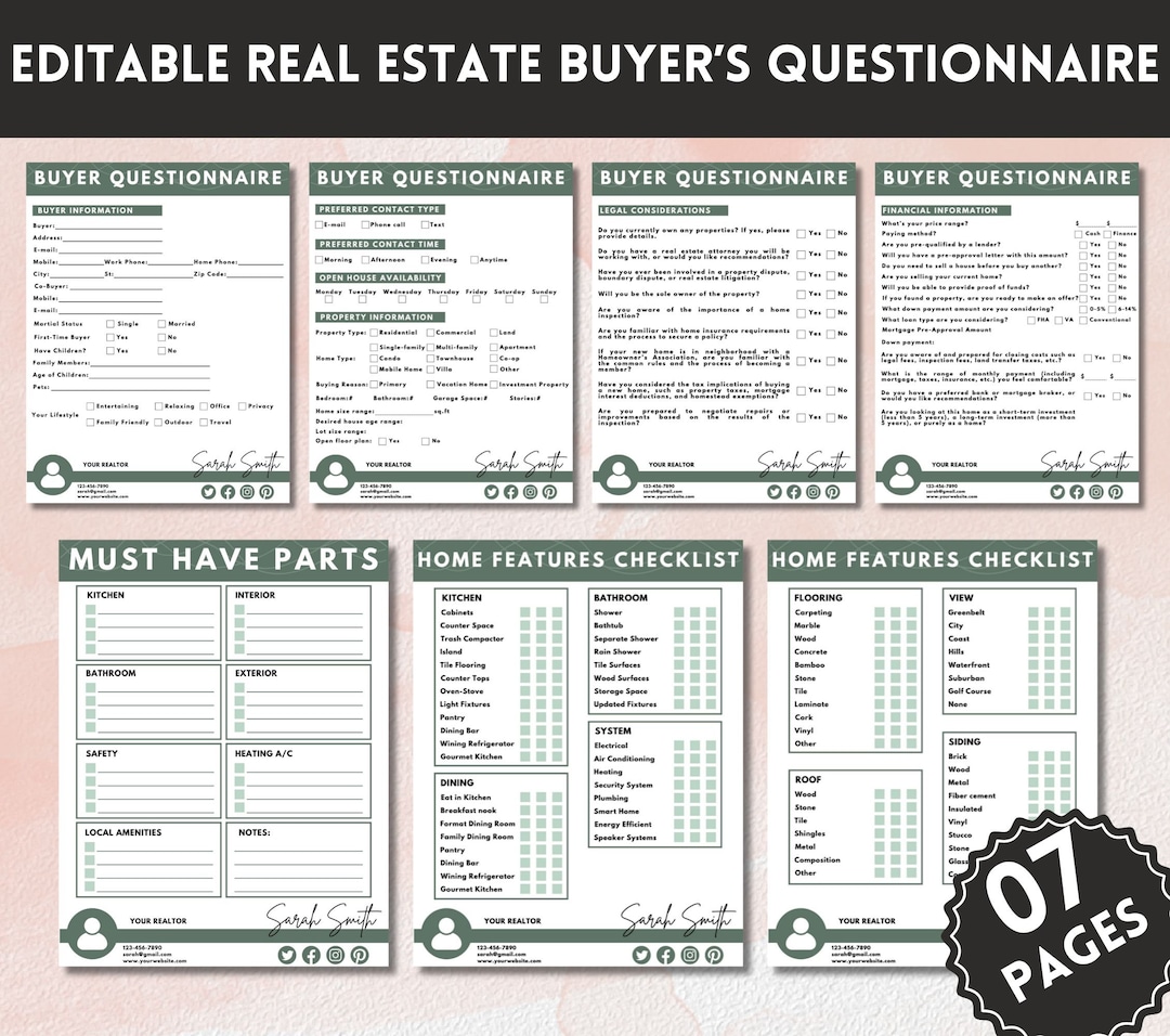 Buyer Questionnaire Temoplate, Real Estate Marketing, Real Estate ...
