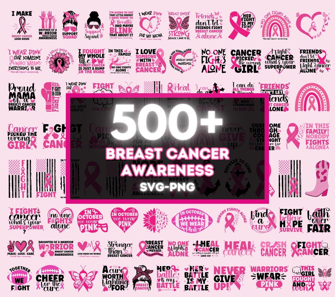 500+ Breast Cancer SVG Designs Bundle, Breast Cancer SVG, Cancer ...