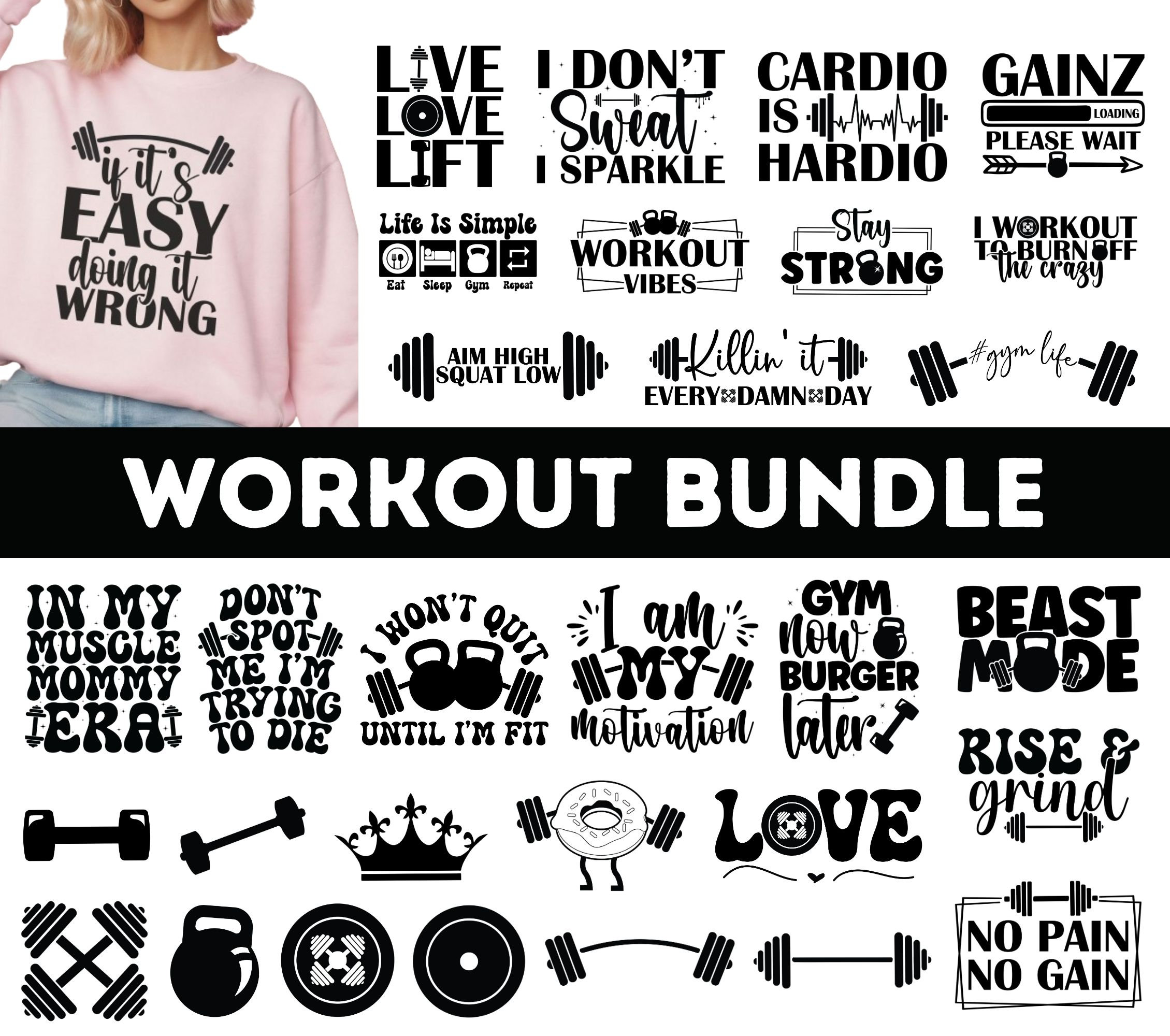 Workout SVG Bundle| Gym SVG Bundle| Fitness Svg| Exercise Svg ...