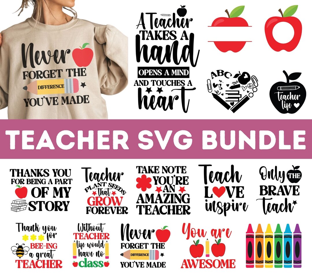 Teacher SVG Bundle| Teacher Quote Svg| Teacher Svg| School Svg| Teacher ...