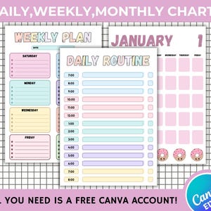 Editable Kids Chore Chart Bundle, Reward, Allowance, Screen Time ...
