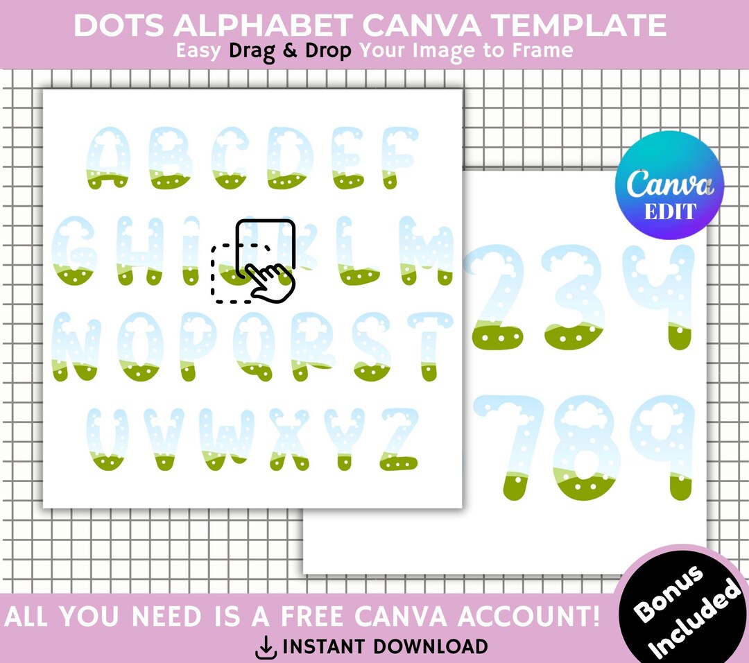 Dalmatian Dots Letters & Number| Doodle Canva Frames| Drag and Drop ...