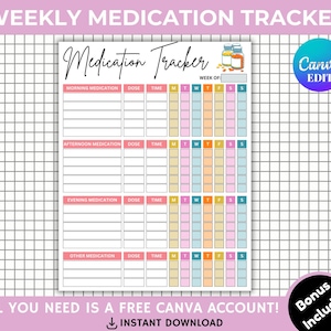 Printable Medication Schedule, Weekly Medication Tracker, Morning ...