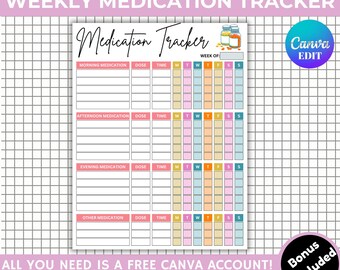 Printable Medication Schedule, Weekly and Monthly Medication Tracker ...
