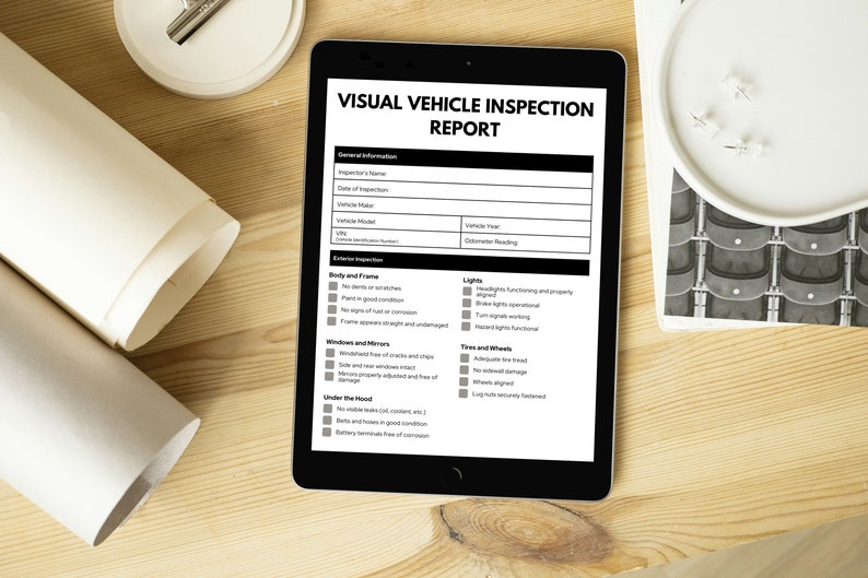 Editable Visual Vehicle Inspection Checklist, Fillable Multipoint ...