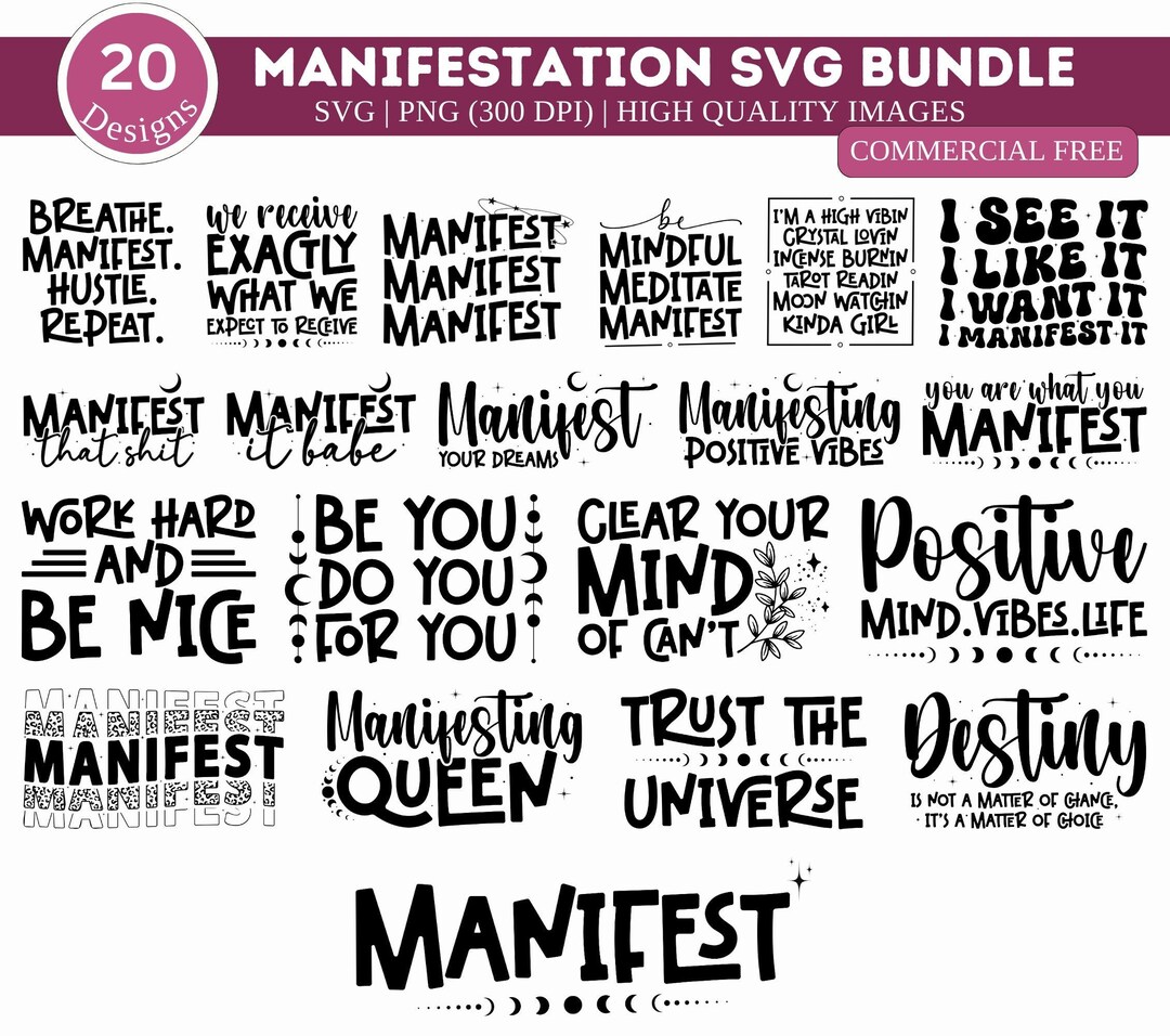 Manifestation Svg Bundle, Inspiration Svg Bundle, Motivation Svg Bundle ...
