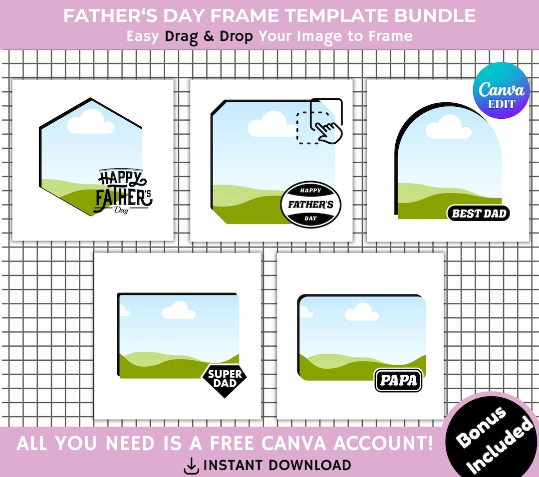 Customizable Daddy Canva Frame Template Papa Photo Frame Daddy Photo ...