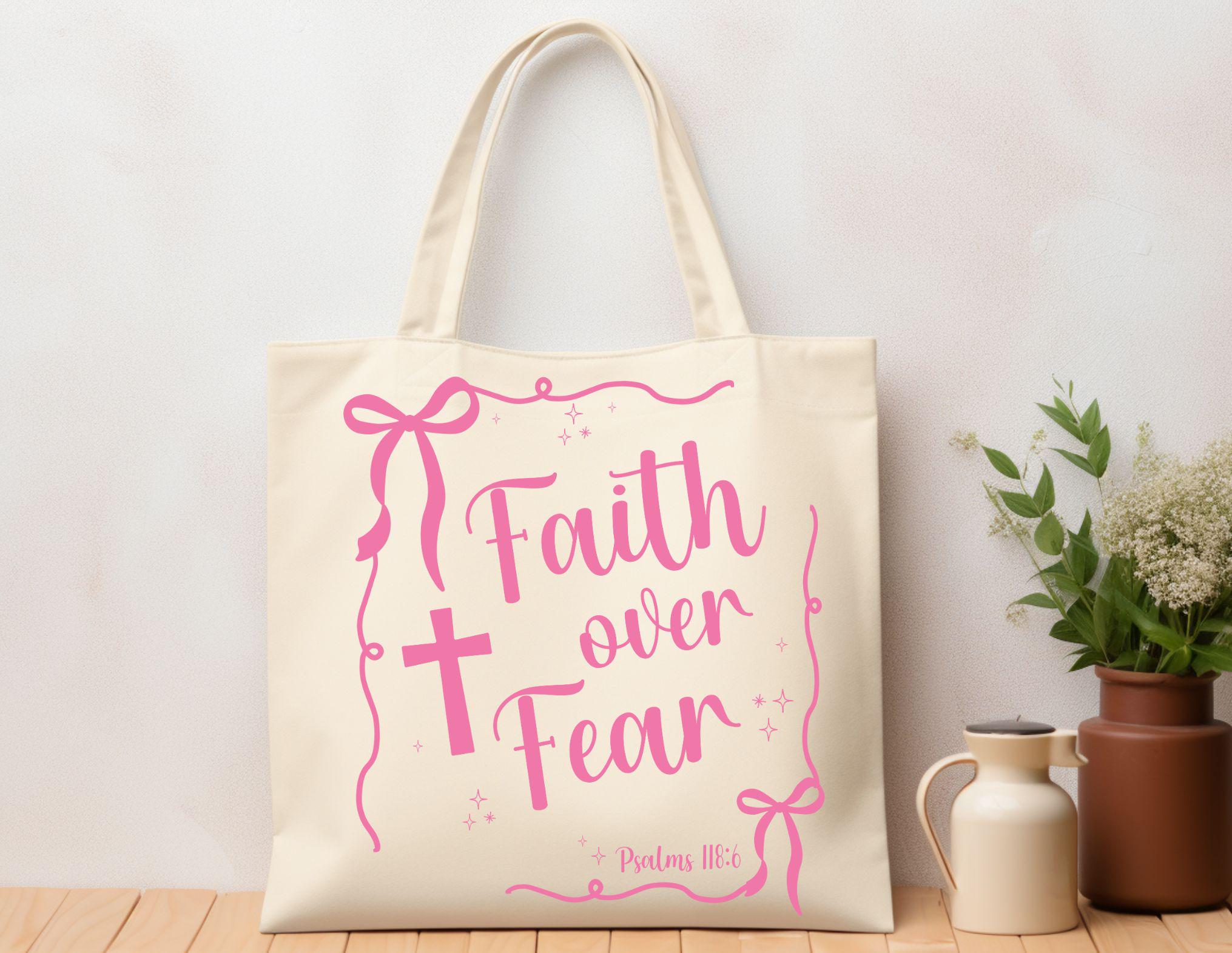 Pink Bow Faith Over Fear SVG PNG, Religious Svg, Christian Svg ...