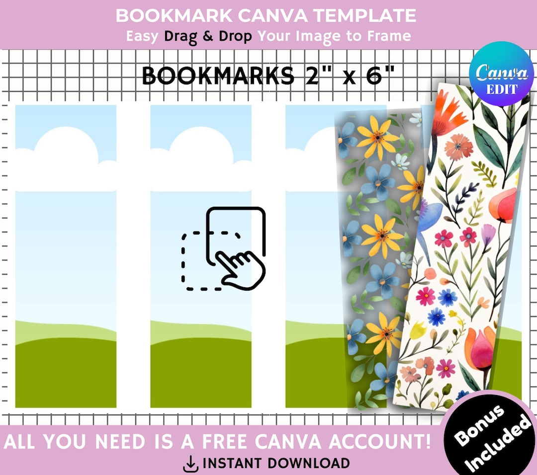 Editable Bookmark Template| Design Your Own Bookmarks| Bookmark Canva ...