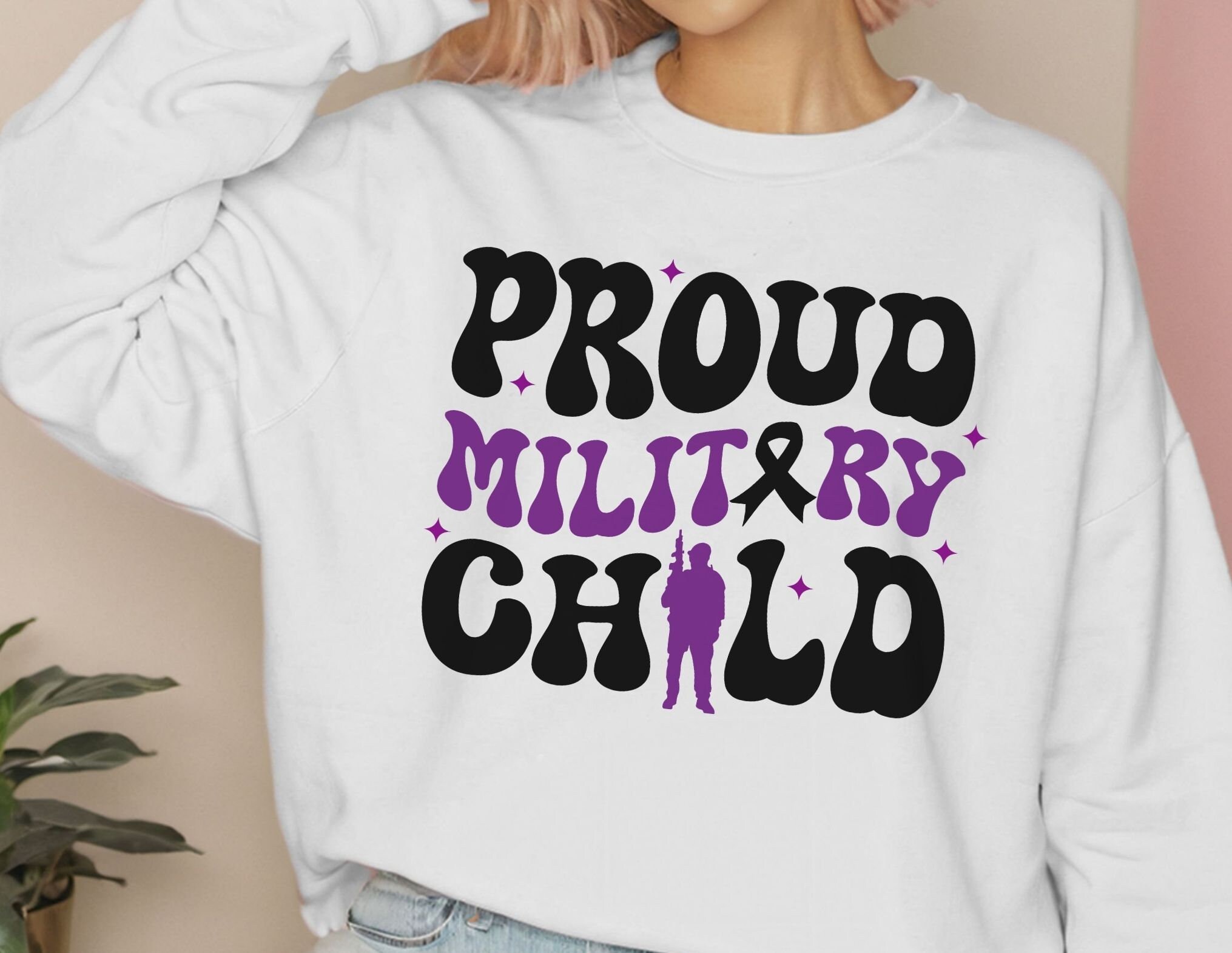 Retro Military Child SVG PNG Bundle Purple up for Military Kids Svg ...