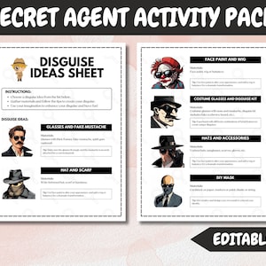 Editable Secret Agent Spy Activity Games for Kid, Detective Birthday ...
