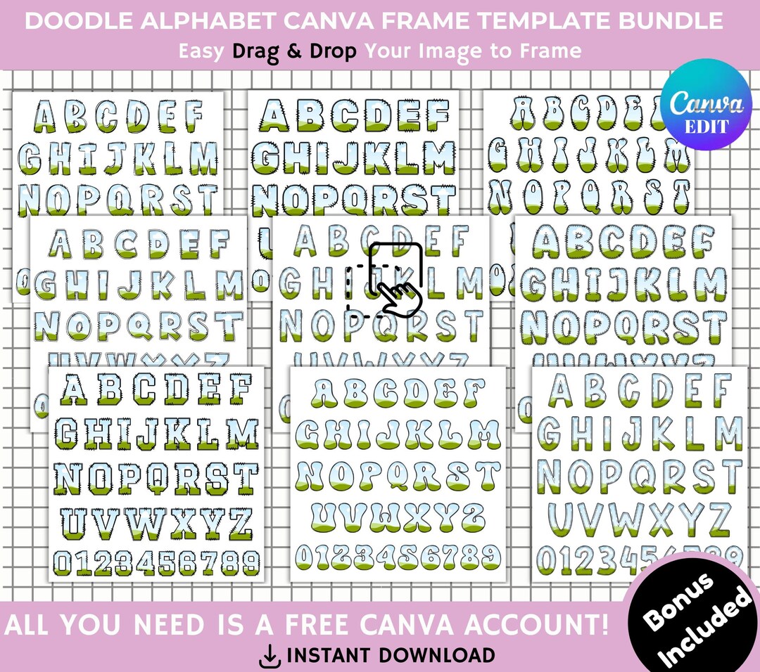 Editable Canva Uppercase Letters & Number Bundle| Easy Drag and Drop ...