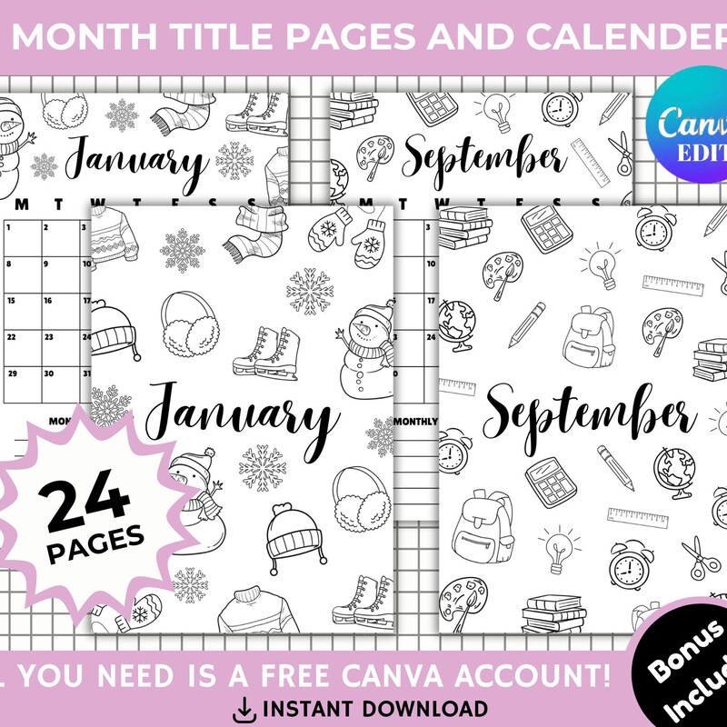 12 Month Calendar - Etsy