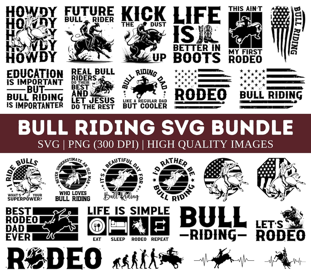 Bull Riding SVG Bundle, Rodeosvg Bundle, US Bull Rider Svg, Rodeo Svg ...