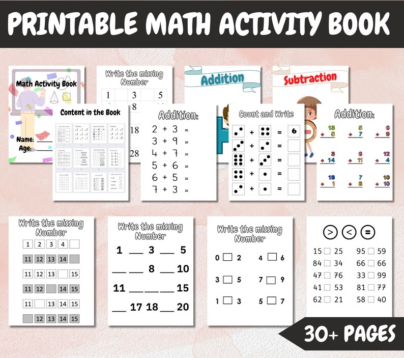 30 Printable Maths Fill in the Blanks for Kindergarten-1st Grade-2nd ...