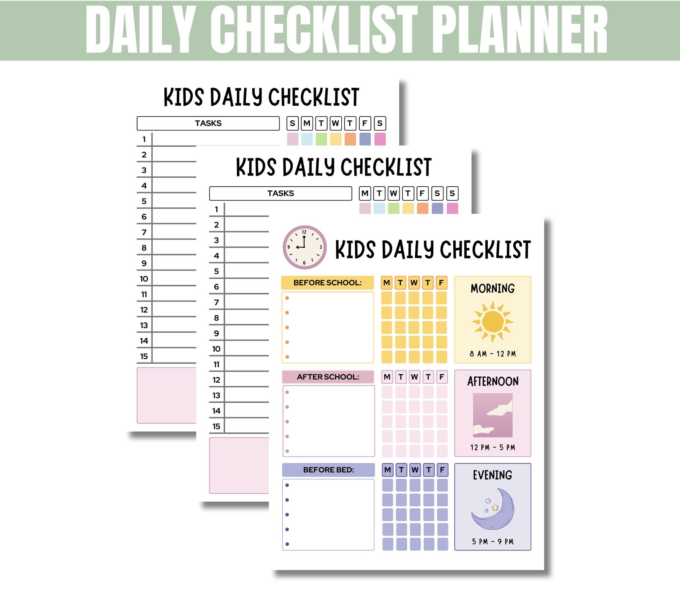 Editable Daily Checklist, Printable Weekly to Do List, Weekly Checklist ...