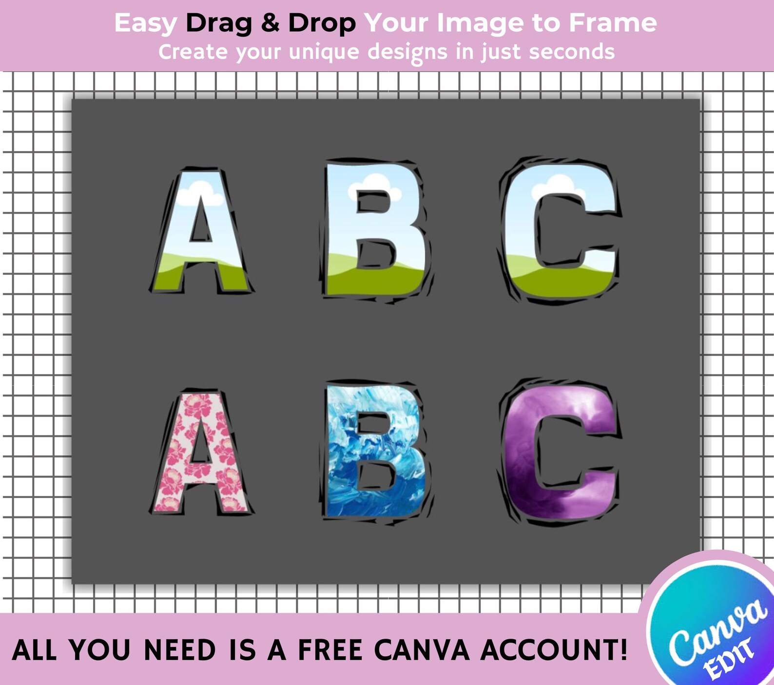 Editable Canva Alphabet Frame Template Fill Your Own Alphabet Letters ...