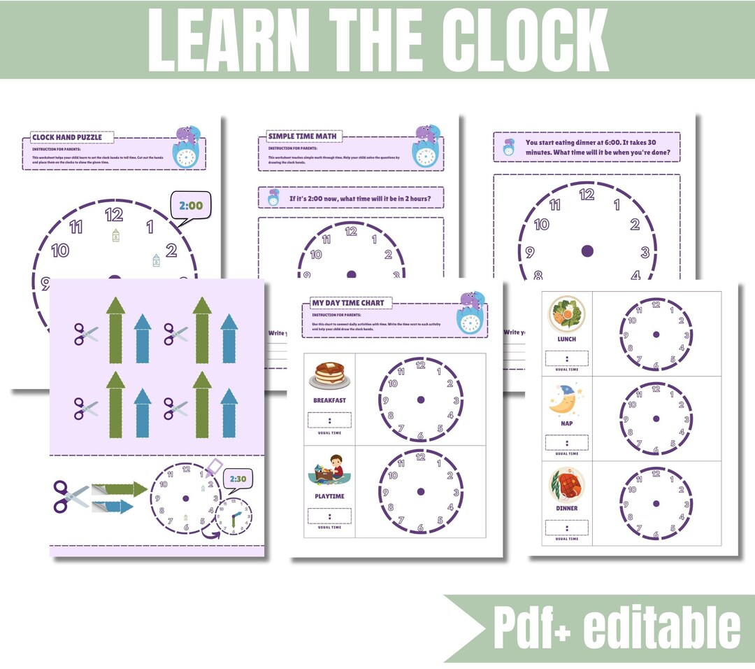 19 Telling Time Printable, Teaching Time Activity, Teach Kids to Tell ...