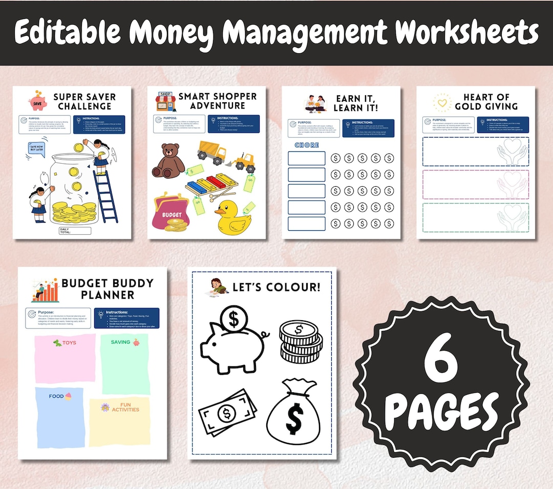 Editable Learn About Money Management Activities Kids,financial ...