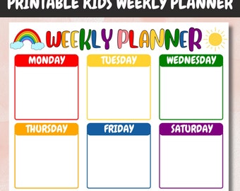Kids Weekly Planner Printable, Childrens Activity Schedule Template ...