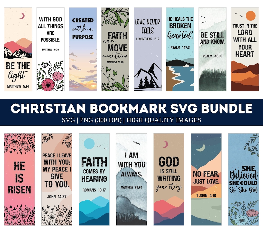 Christian Bookmarks Bundle, Reading Svg, Bookish Svg, Printable Floral ...