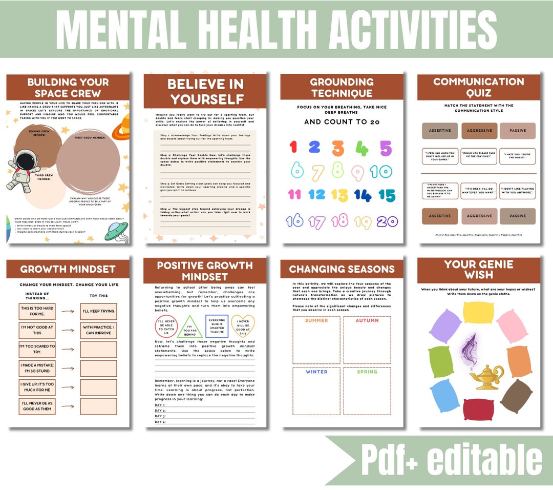 Mental Health Printable Therapy Handouts Kids & Teens, Counseling ...