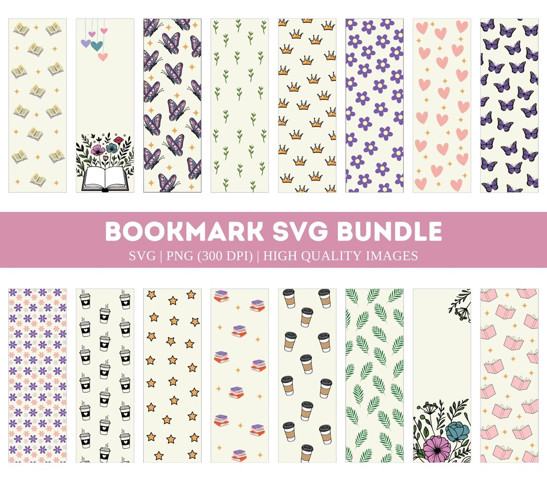 Bookmark SVG Bundle, Floral Bookmark Svg Bundle, Books Svg, Retro Book ...