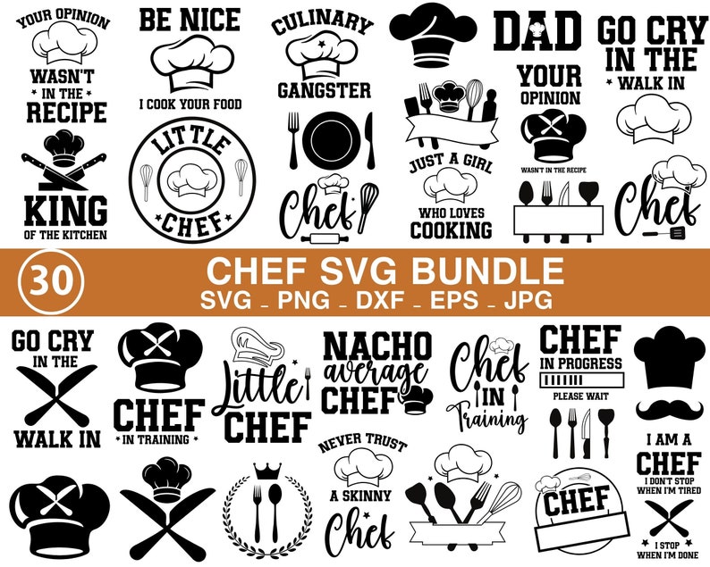 Chef SVG PNG Bundle| Baking Svg Bundle| Cooking Svg Bundle| Baker Svg ...