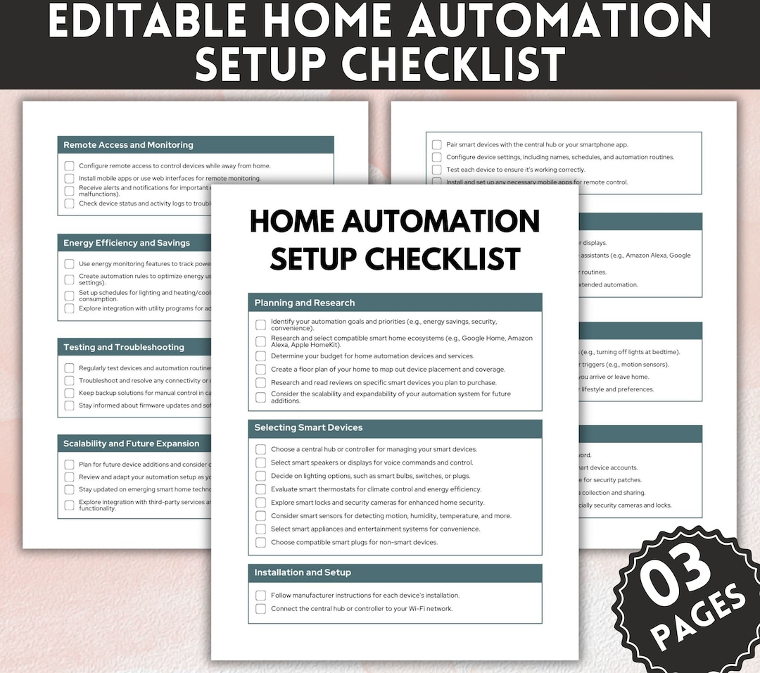 Home Automation Setup Checklist, Family House Security Checklist, Smart ...