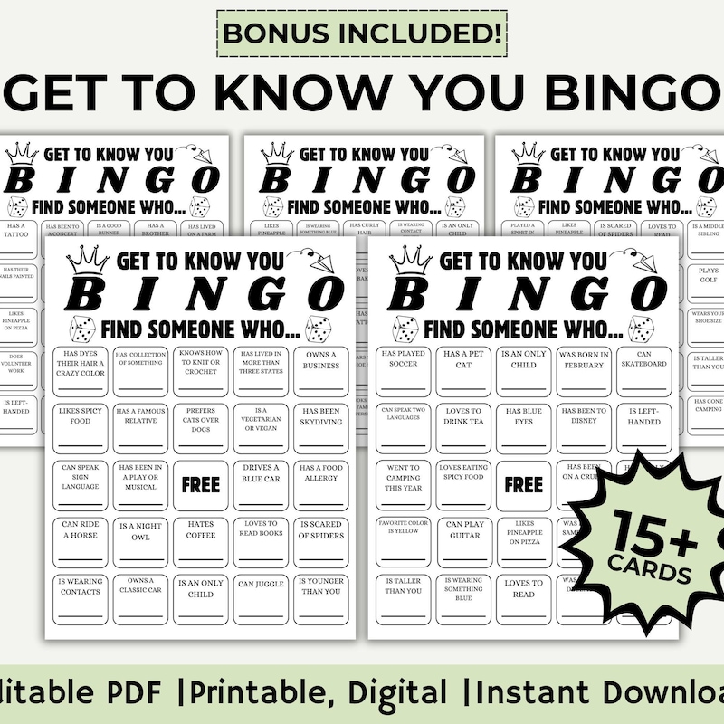 Get to Know You Bingo - Etsy