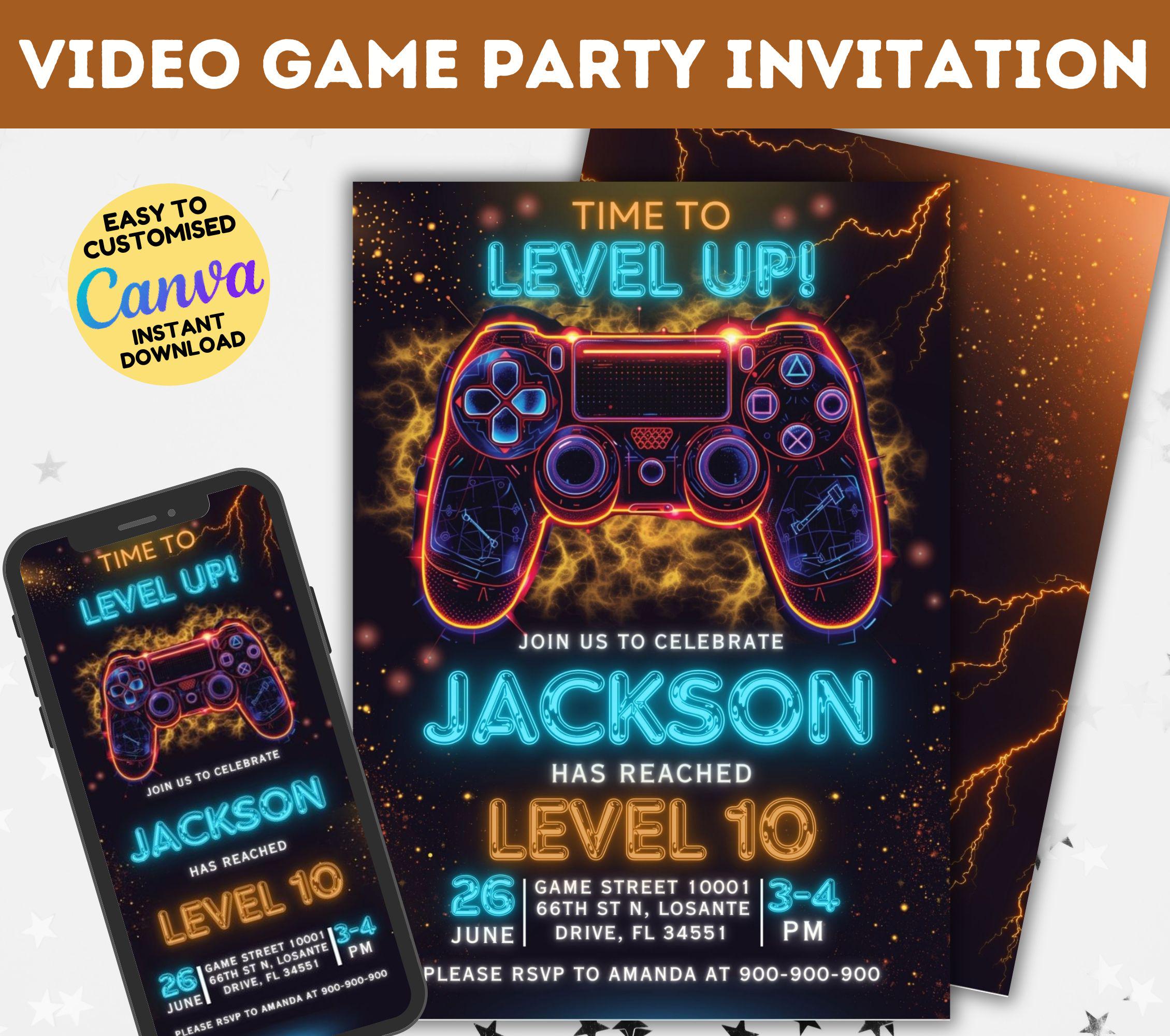 Video Game Party Invitation, Gamer Editable Video Game Birthday ...