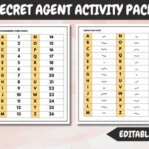 Editable Secret Agent Spy Activity Games for Kid, Detective Birthday ...