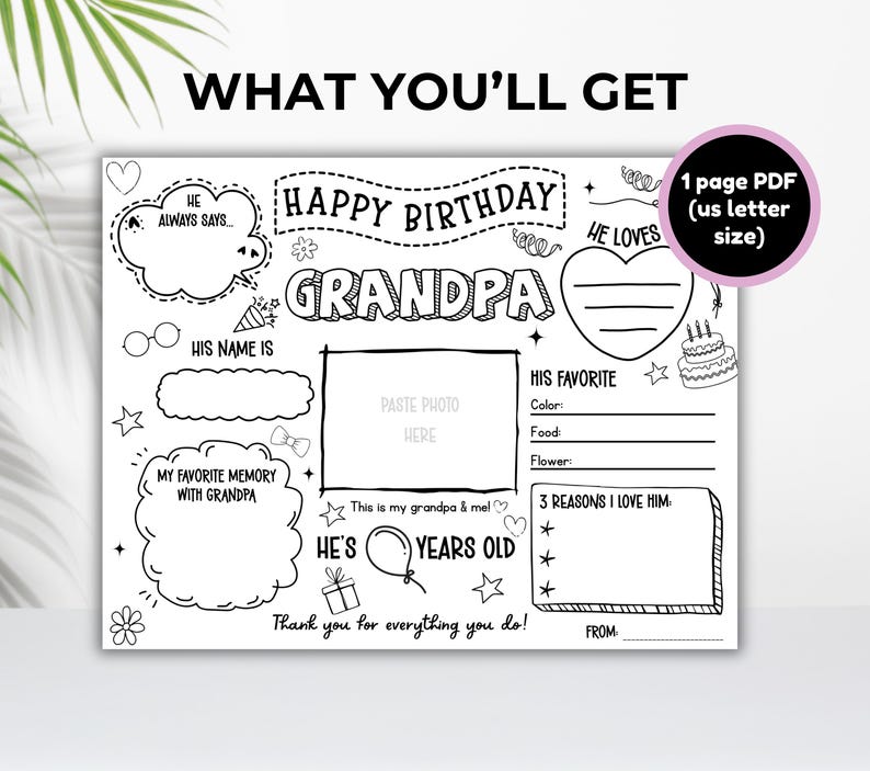 Happy Birthday Grandpa Coloring Page, All About Grandfather Template ...