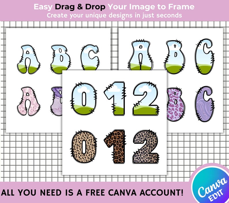 Editable Canva Uppercase Letters & Number Bundle| Easy Drag and Drop ...